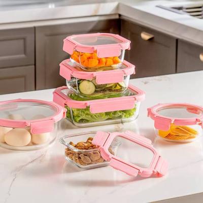 China IKOO High Borosilicate Glass Food Container with 2-Lock PP Lid - Microwave Safe and Leak-Proof for Meal Prep for sale