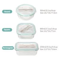 China IKOO High Borosilicate Glass Meal Prep Containers with BPA-Free Lids - Temperature Resistant Eco-Friendly and Lightweight Stackable Design for sale