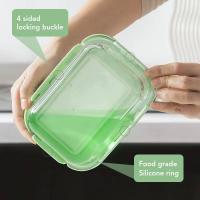 China IKOO Airtight BPA-Free Glass Food Storage Containers with 4-Sided Snap-Lock Lids for Fresh-Keeping Meal Prep for sale