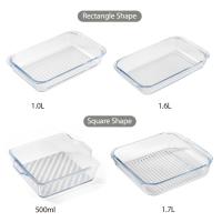 China IKOO Elegant Design Glass Baking Dish with High Borosilicate Glass and 500ml 1000ml 1600ml Capacity for Oven Microwave Freezer for sale