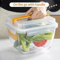 China IKOO Extra Large Borosilicate Glass Food Storage Container with Airtight Leak-proof Lid and BPA Free Handle for sale