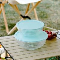 China IKOO Borosilicate Glass Mixing Bowl 500ml-3500ml with PE Lid for sale
