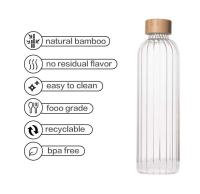 China IKOO BPA-Free Reusable Glass Water Bottle with Leak-proof Airtight Lid and Dishwasher Safe Borosilicate Glass Bottle for Gym and Office for sale