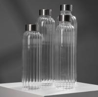 China IKOO BPA-Free Reusable Glass Water Bottle with Leak-proof Airtight Lid and Dishwasher Safe Borosilicate Glass Bottle for Gym and Office for sale