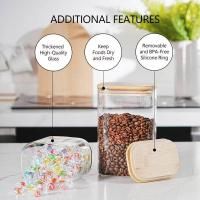 China IKOO Rectangular High Borosilicate Glass Canister with Bamboo Lid for Modern Multifunction Kitchen Storage for sale