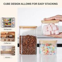 China IKOO Rectangular High Borosilicate Glass Canister with Bamboo Lid for Modern Multifunction Kitchen Storage for sale