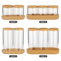 China IKOO Rectangular Glass Jar with Cork Lid and Tray - High Borosilicate Glass Storage Jar for 300ml and 715ml Kitchen and Bathroom Accessories for sale