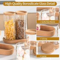 China IKOO Rectangular Glass Jar with Cork Lid and Tray - High Borosilicate Glass Storage Jar for 300ml and 715ml Kitchen and Bathroom Accessories for sale