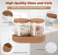 China IKOO Rectangular Glass Jar with Cork Lid and Tray - High Borosilicate Glass Storage Jar for 300ml and 715ml Kitchen and Bathroom Accessories for sale
