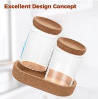 China IKOO Rectangular Glass Jar with Cork Lid and Tray - High Borosilicate Glass Storage Jar for 300ml and 715ml Kitchen and Bathroom Accessories for sale