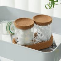 China IKOO Rectangular Glass Jar with Cork Lid and Tray - High Borosilicate Glass Storage Jar for 300ml and 715ml Kitchen and Bathroom Accessories for sale