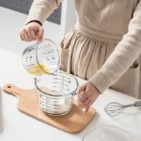 China IKOO High Borosilicate Glass Measuring Cup Set with 250ml, 500ml, 1000ml Capacity and Heat Resistant for Baking and Cooking for sale