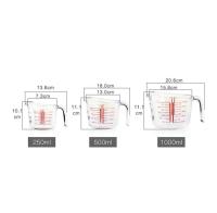 China IKOO High Borosilicate Glass Measuring Cup Set with 250ml, 500ml, 1000ml Capacity and Heat Resistant for Baking and Cooking for sale