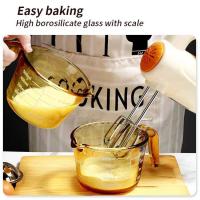 China IKOO High Borosilicate Glass Measuring Cup Set with Easy-to-Read Markings Curved Spout and Easy-Grip Handles for Precise Cooking and Baking for sale