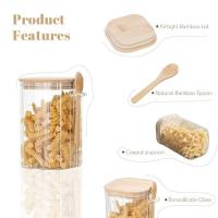 China IKOO Ribbed Design High Borosilicate Glass Jar with Bamboo Lid for Kitchen Storage and Meal Prep for sale