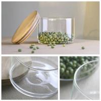 China Stackable High Borosilicate Glass Canister with Bamboo Lid for Kitchen Storage 350ml Capacity for sale