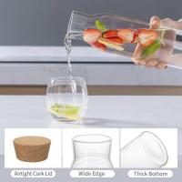 China High Borosilicate Glass Carafe with Cork Stopper – Dishwasher Safe Beverage Pitcher for Wine, Coffee, and Juice for sale