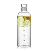 China IKOO High Borosilicate Glass Water Bottle with Leak-proof Airtight Lid and Time Marker Reminder - Dishwasher Safe for sale
