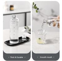 China IKOO High Borosilicate Glass Water Bottle with Leak-proof Airtight Lid and Time Marker Reminder - Dishwasher Safe for sale
