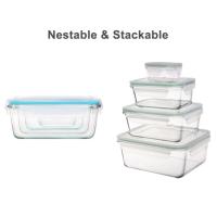 China High Borosilicate Glass Food Storage Container with Snap Airtight Lid for Microwave and Oven for sale