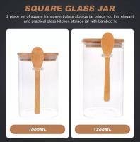 China IKOO Multifunction Modern Kitchen Glass Canister with Bamboo Lid and Spoon for Food Storage for sale