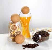 China High Borosilicate Glass Storage Jar with Cork Lid in 550ml 750ml 1200ml Sizes for Eco-Friendly Food Storage for sale
