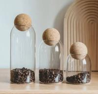 China High Borosilicate Glass Storage Jar with Cork Lid in 550ml 750ml 1200ml Sizes for Eco-Friendly Food Storage for sale