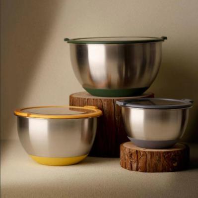 China IKOO Stainless Steel Nesting Salad Bowls with Visible Lids Non-Toxic & Heavy Duty, Airtight & Easy Clean for sale