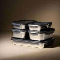 China SS304 Stainless Steel Food Container 0.45mm Thick with Locking Lid for sale