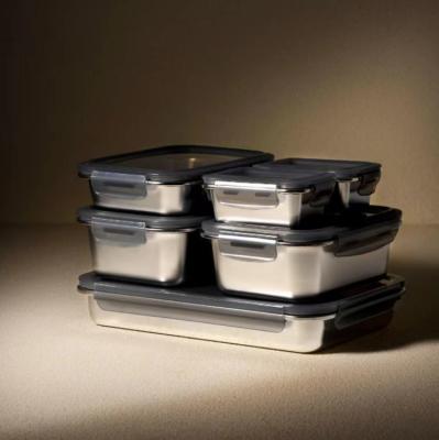 China SS304 Stainless Steel Food Container 0.45mm Thick with Locking Lid for sale