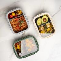 China IKOO 1200ml Stainless Steel Food Container with Glass Lid and Divider for sale