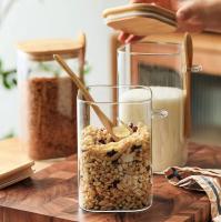 China IKOO Multifunction Modern Kitchen Glass Canister with Bamboo Lid and Spoon for Food Storage for sale