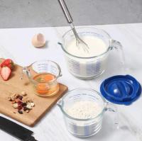 China Heat Resistant Glass Measuring Cup 500ml 1000ml with PP Lid for sale