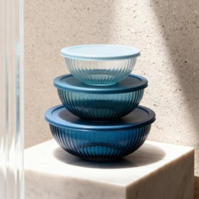 China IKOO Borosilicate Glass Mixing Bowl 500ml-3500ml with PE Lid for sale