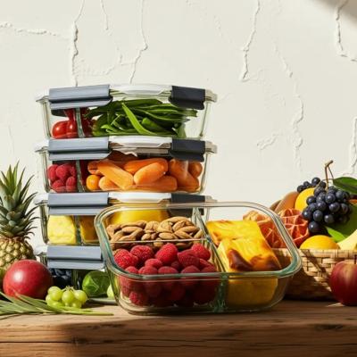 China IKOO High Borosilicate Glass Meal Prep Container with PP Lid and Silicone Gasket for Customized Logo Food Storage for sale