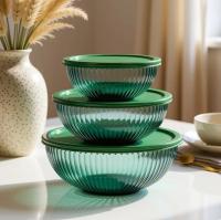 China IKOO Teal Color High Borosilicate Glass Salad Bowl and Casserole Dishwasher Safe for Food Storage and Serving for sale