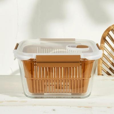 China IKOO 1800ml Rectangular Glass Food Container with Detachable Silicone Lid for sale