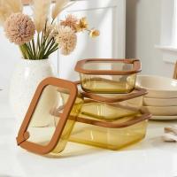 China IKOO Amber Glass Food Storage Container with Vented Glass Lid BPA-Free High Borosilicate Glass for sale