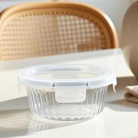 China Striped High Borosilicate Glass Food Container with PP Lid for sale