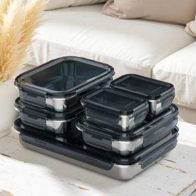 China Stainless Steel Food Container Set 260ml-1930ml with BPA-Free PP Lid for sale