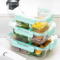 China IKOO Divided Glass Food Container with Cool Lock PP Lid for sale