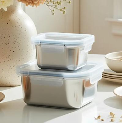China Stainless Steel Food Storage Containers with BPA-Free PP Lids for sale