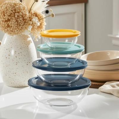 China High Borosilicate Glass Salad Bowl Set - 560℃ Oven Safe Nesting Kitchen Mixing Bowls for Serving and Baking for sale