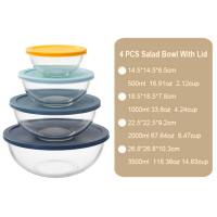 China High Borosilicate Glass Salad Bowl Set - 560℃ Oven Safe Nesting Kitchen Mixing Bowls for Serving and Baking for sale