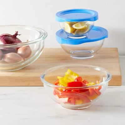 China IKOO High Borosilicate Glass Mixing Bowl with Color-Sprayed Design and 560℃ Oven Safe for Baking and Salad for sale