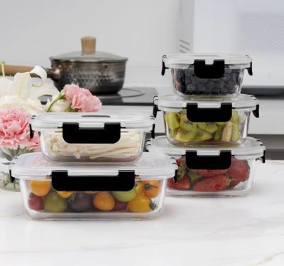 China Leak Proof Microwave Safe BPA Free Glass Food Container with Cool Lock PP Lid for Meal Prep for sale