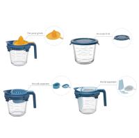 China IKOO Multifunctional Food Preparation Glass Manual Lemon Juicer Manual Orange Juicer Fruit Juicer for sale