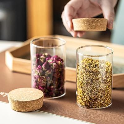 China IKOO High Borosilicate Glass Storage Jar with Airtight Cork Lid for Multifunctional Kitchen and Bathroom Storage for sale
