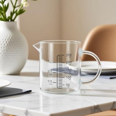 China IKOO Borosilicate Glass Measuring Cup 250ml 500ml 1000ml Food Grade for sale