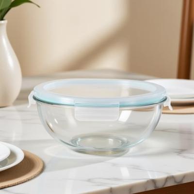China IKOO Borosilicate Glass Mixing Bowl with PP Lid 180ml to 3500ml for sale